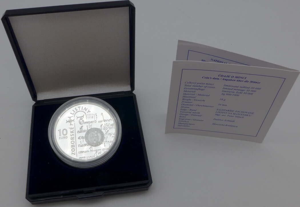 Slowakei 10 Euro 2011 Zobor Documents - 900th anniversary Proof (PP ...