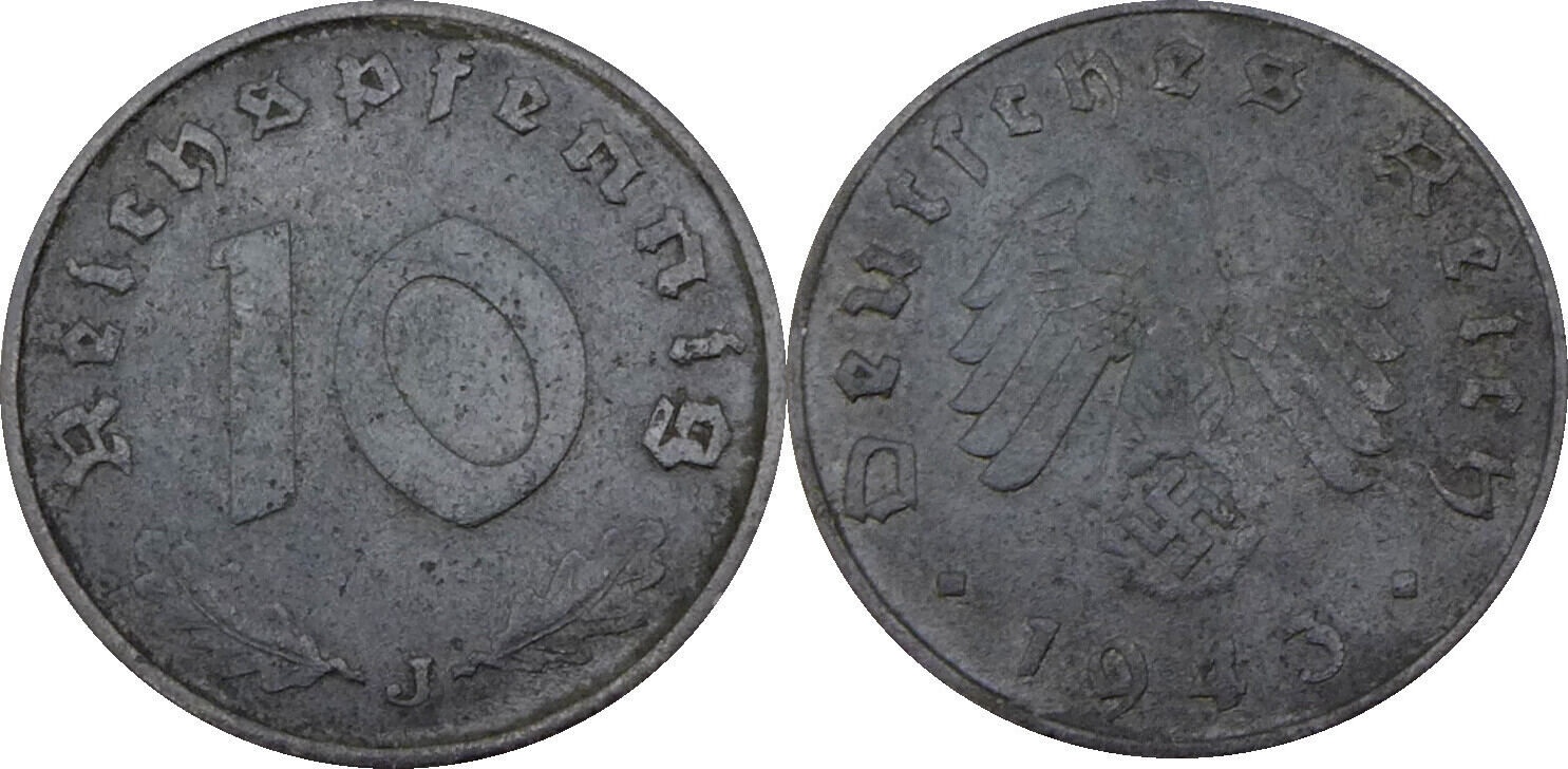 Deutschland / Drittes Reich 10 Reichspfennig 1943 J Zehn Reichspfennig ...