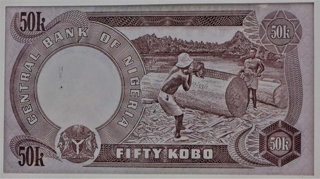 50 Kobo 1973-1979 Illustration eines altertümlichen Dorfes in Nigeria / Numisbrief UNC | MA-Shops