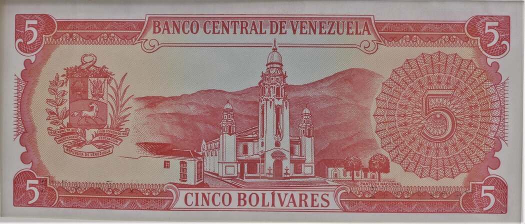 Venezuela 5 Bolivar + 5 Bolivar 1989 Portait von Simón Bolívar ...