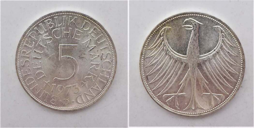 Bundesrepublik Deutschland / BRD 5 Deutsche Mark 1973 D Fünf Mark ...