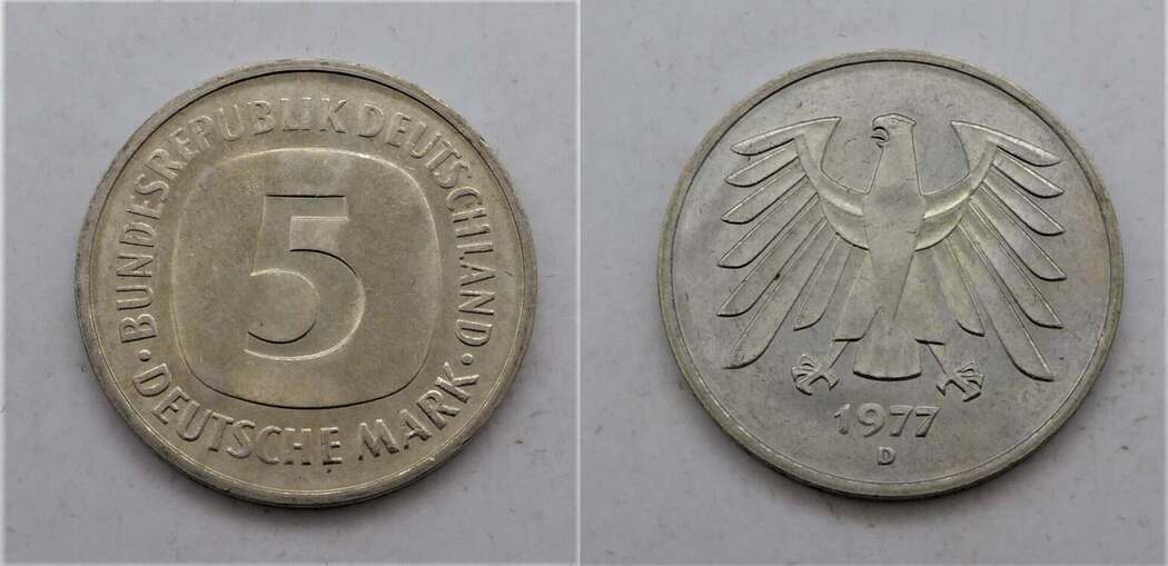 Bundesrepublik Deutschland / BRD 5 Deutsche Mark 1977 D Fünf Mark ...