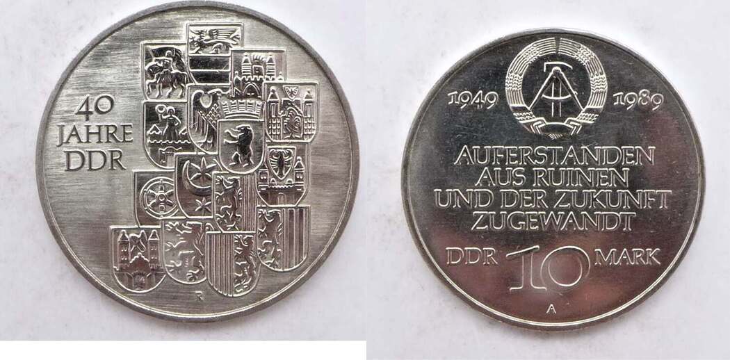 Deutsche Demokratische Republik / DDR 10 Mark 1989 A Zehn Mark / 40 ...