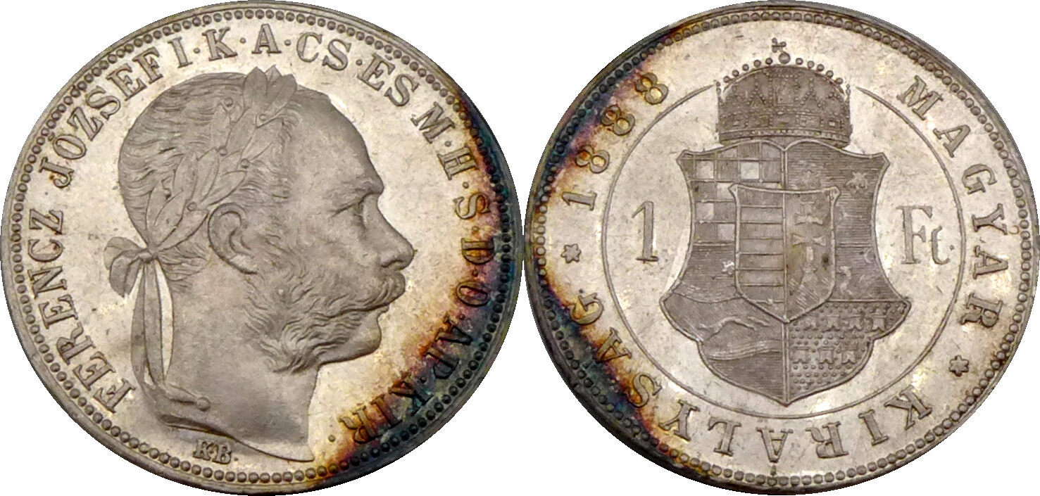 Österreich-Ungarn 1 Forint 1888 KB Franz Joseph I. (1848-1916) - Ein Forint Vzgl+ aus Proof ...