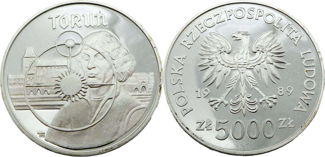 Polen 5000,- Zlotych 1989 Mikolaj Kopernik Proof | MA-Shops