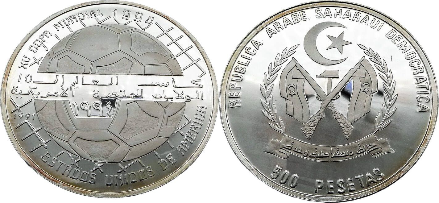 Sahara 500 Pesetas FIFA Fußball-Weltmeisterschaft 1994 Proof (PP) | MA ...