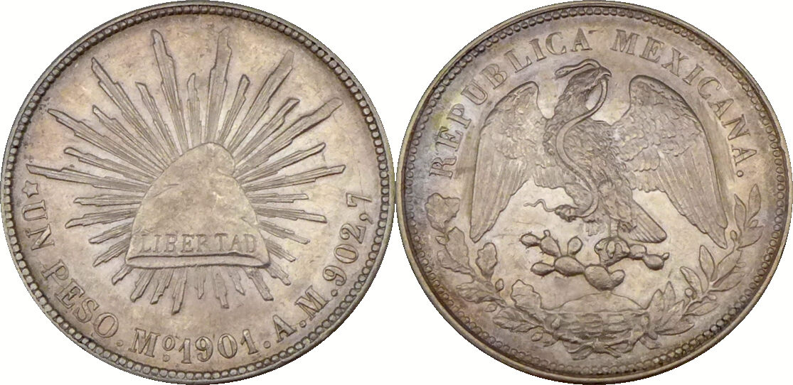 Mexiko 1 Peso 1901 Mo AM Libertad - Un Peso - Republica Mexicana EF ...