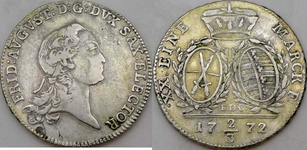 Sachsen / Altdeutschland 2/3 Taler 1772 Kurfürst Friedrich August III ...