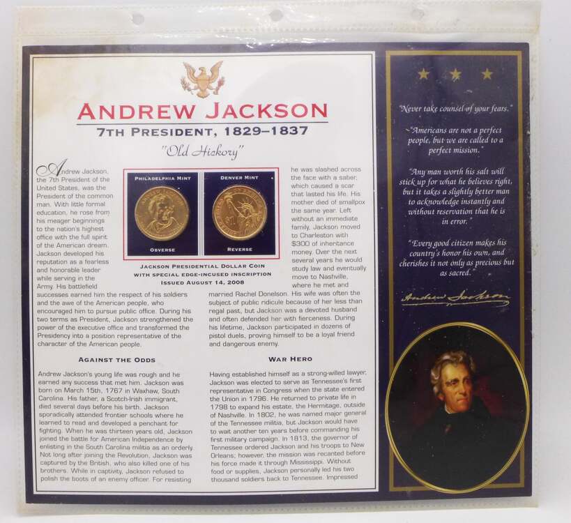 Vereinigte Staaten / USA 2x 1 Dollar Andrew Jackson / 7. Präsident der ...