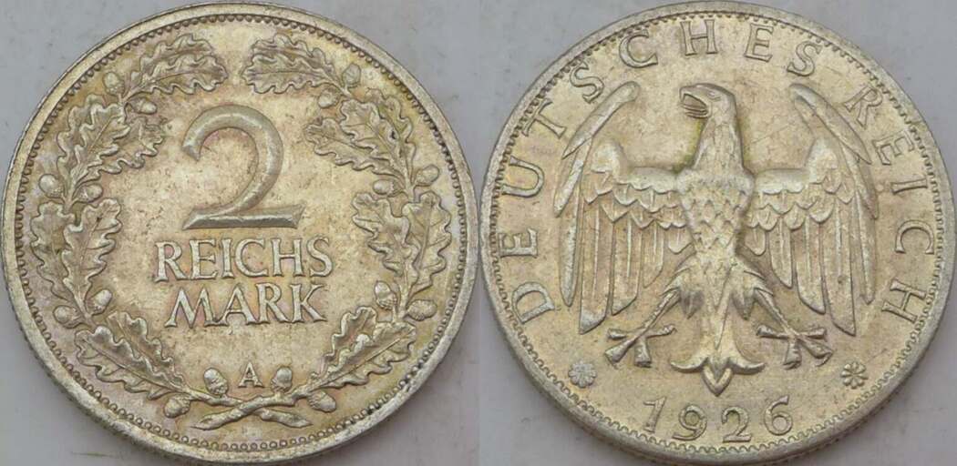 Deutschland / Weimarer Republik 2 Reichsmark 1926 A Zwei Mark ...