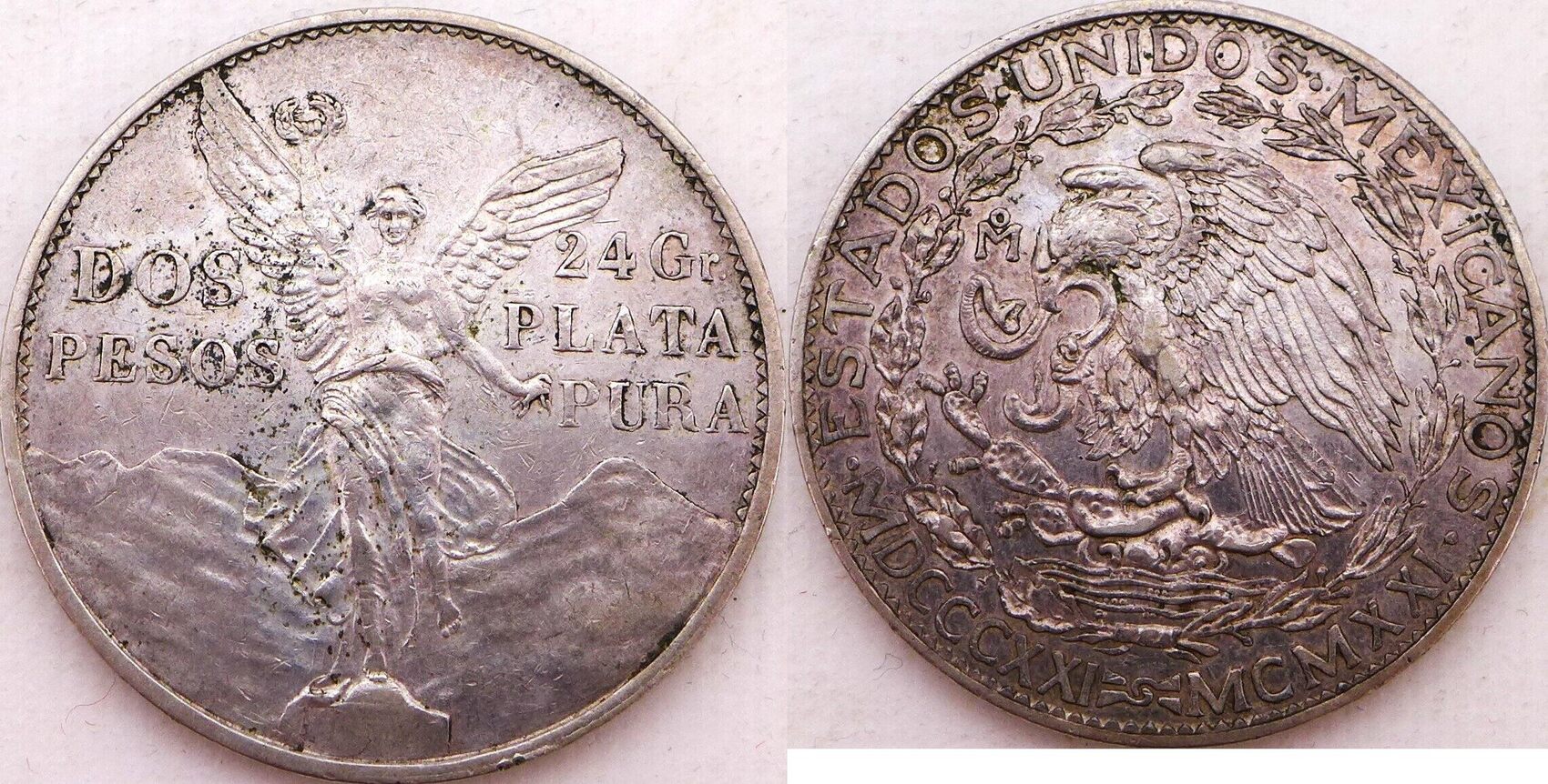 Mexico Dos Pesos 1921 Libertad VF / EF, mit Patina | MA-Shops
