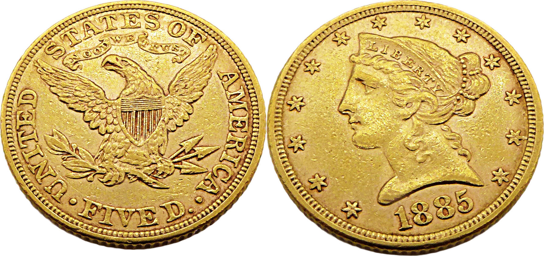 Vereinigte Staaten / USA 5 Dollar 1885 Liberty Head / Eagle VF / EF ...