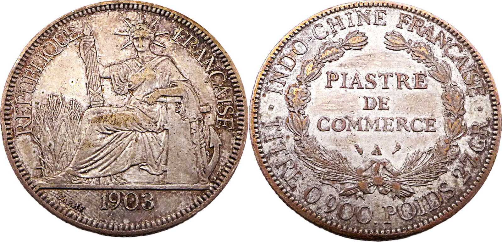 Französisch Indo-China 1 Piaster 1903 VF / EF, leichte Patina | MA-Shops