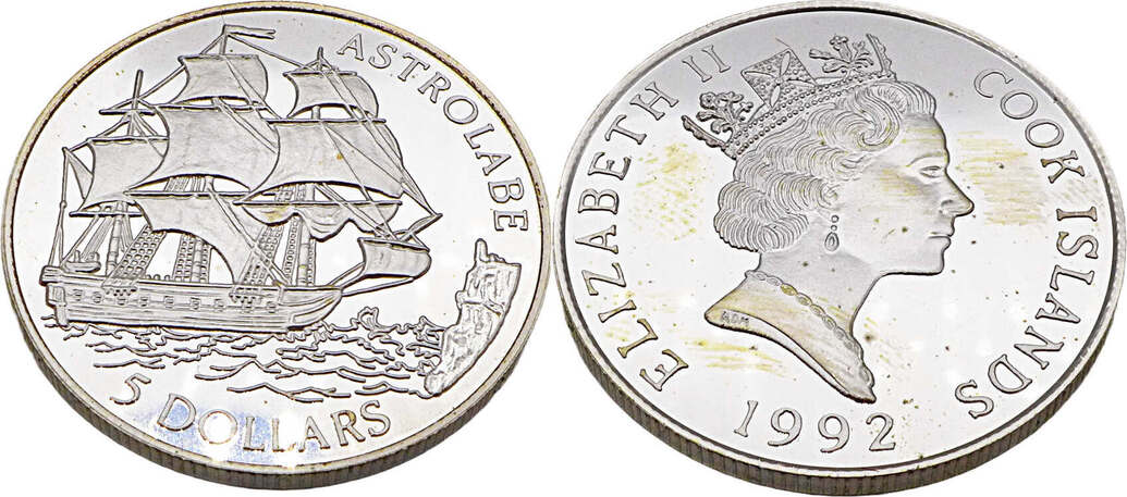 Cook Islands 5 Dollar 1992 500. Jahrestag der Entdeckung Amerikas ...