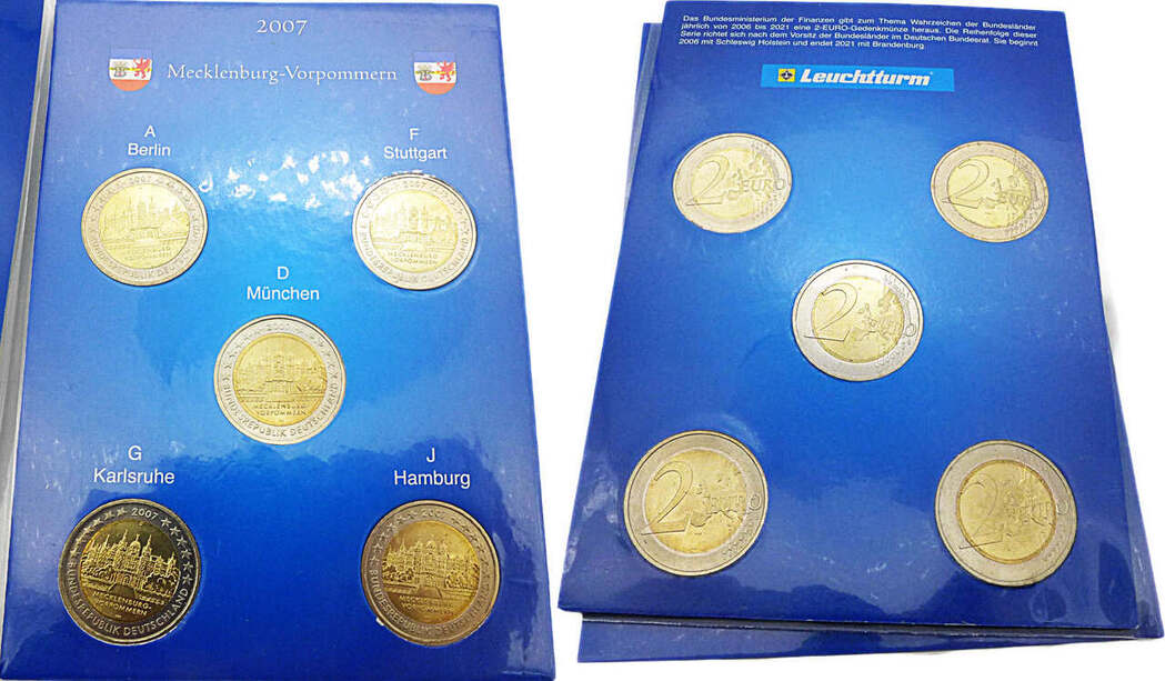 Bundesrepublik Deutschland / BRD 10 Euro 2007 A-J 2 Euro Gedenkmünzen ...
