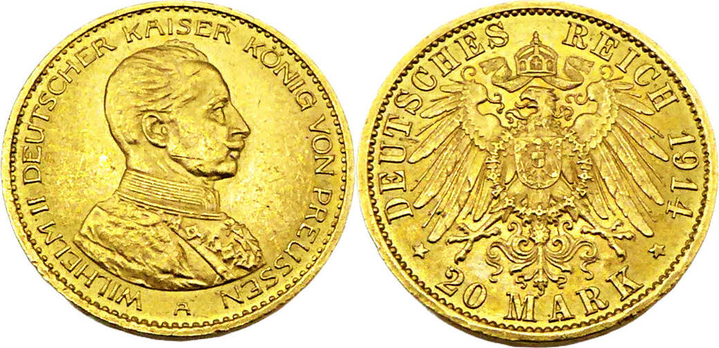 Kaiserreich Preußen 20 Mark Wilhelm II. Deutscher Kaiser König von ...