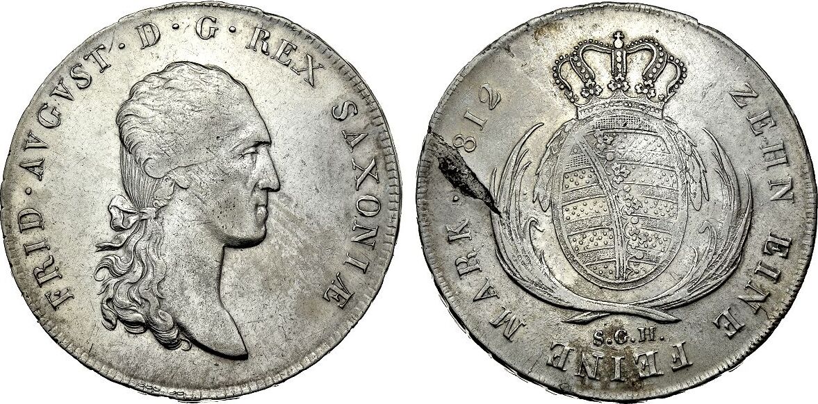 Sachsen Taler 1812 SGH Friedrich August I. 1806-1827 - mit Napoleonrand ...