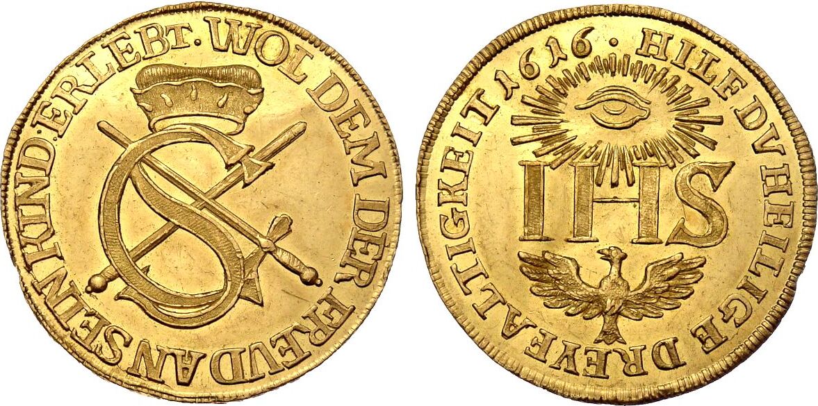 Sachsen Sophiendukat 1616 Johann Georg I. 1615-1656 - Prägung des 19 ...