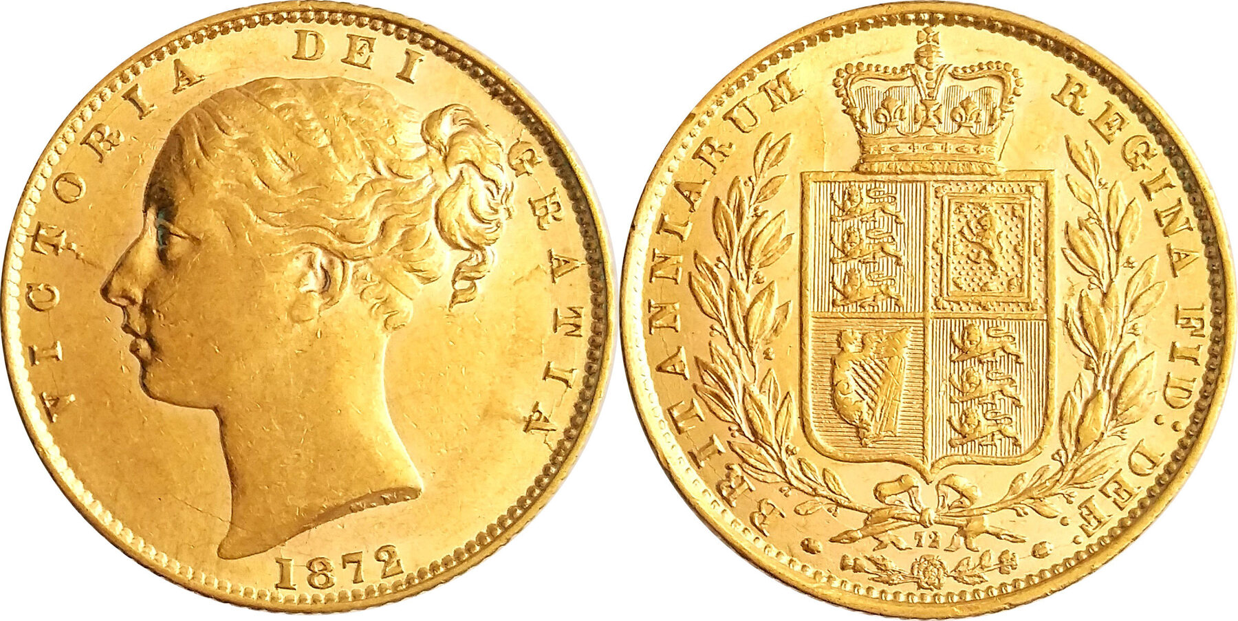 1872 Gold Sovereign "Die Number 72", Great Britain, Scarce Almost ...