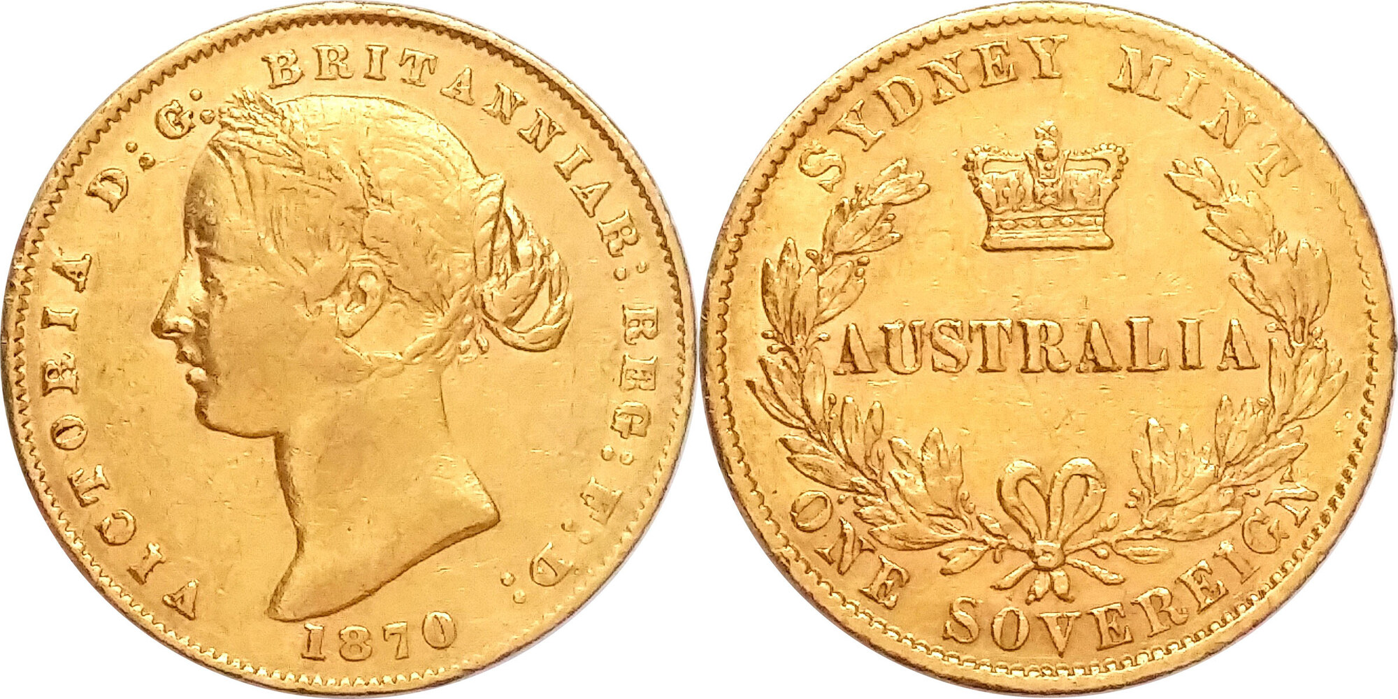 1870 Gold Sovereign "Sydney", Australia Extra Fine | MA-Shops