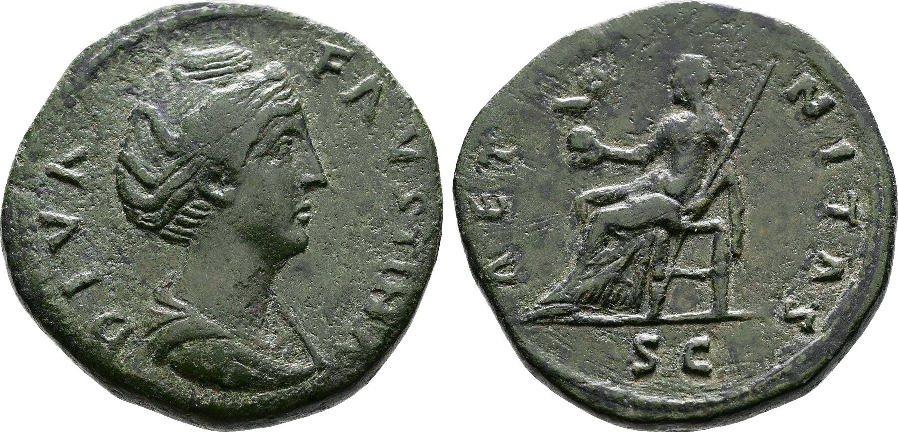 Roman Empire Sestertius died 140/1 AD Struck on a Huge Flan Gut VF ...
