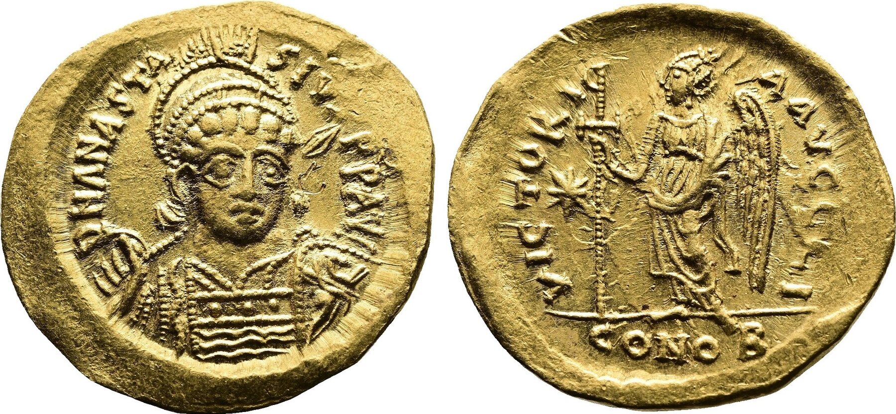 Byzantine Empire 507-518 AD Anastasius I, Gold Solidus, Lustrous About ...