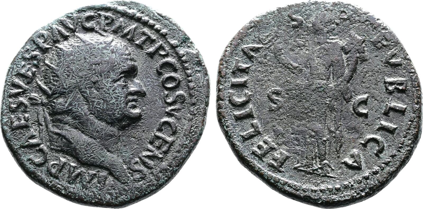 Roman Empire Dupondius AD 69-79 Vespasian. About Very Fine. | MA-Shops