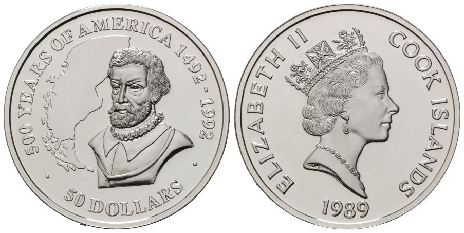 Cook Islands, 50 Dollars 1989 Magellan, Proof | MA-Shops
