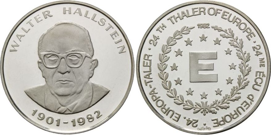 Europa, Silbermedaille 24. Europataler - Walter Hallstein, 1901-1982 ...
