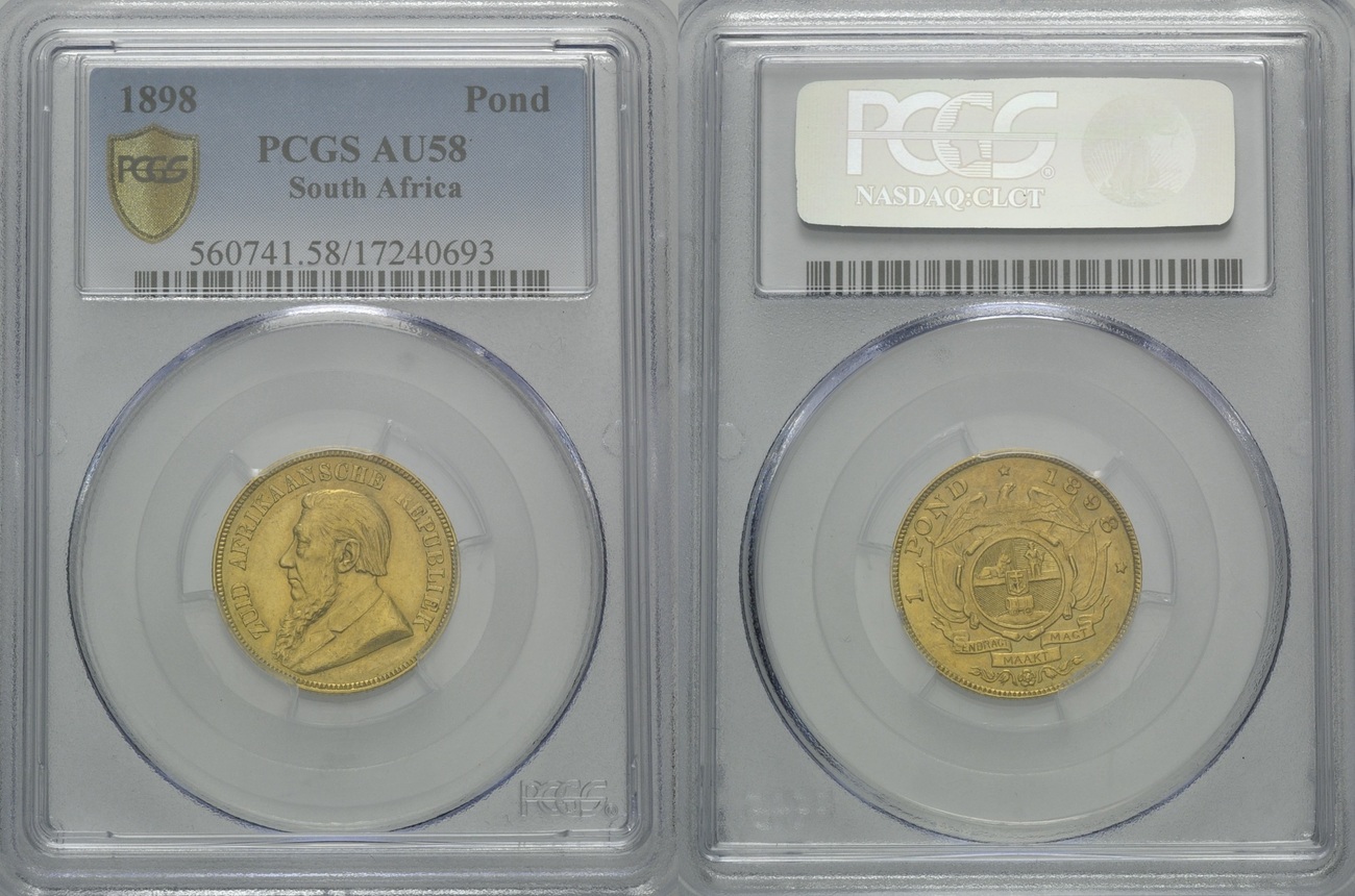 Südafrika, Pond 1898, Zuid Afrikaansche Republiek, 1852-1910, PCGS AU58 | MA-Shops