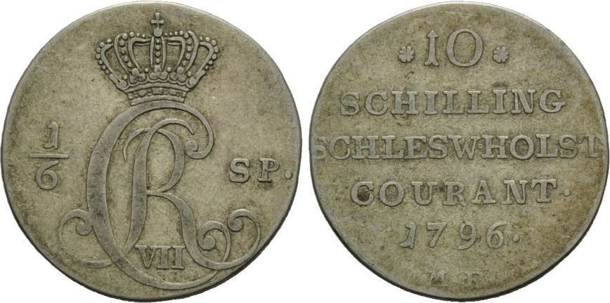 Schleswig-Holstein, 10 Schilling 1796 MF, Christian VII. von Dänemark ...