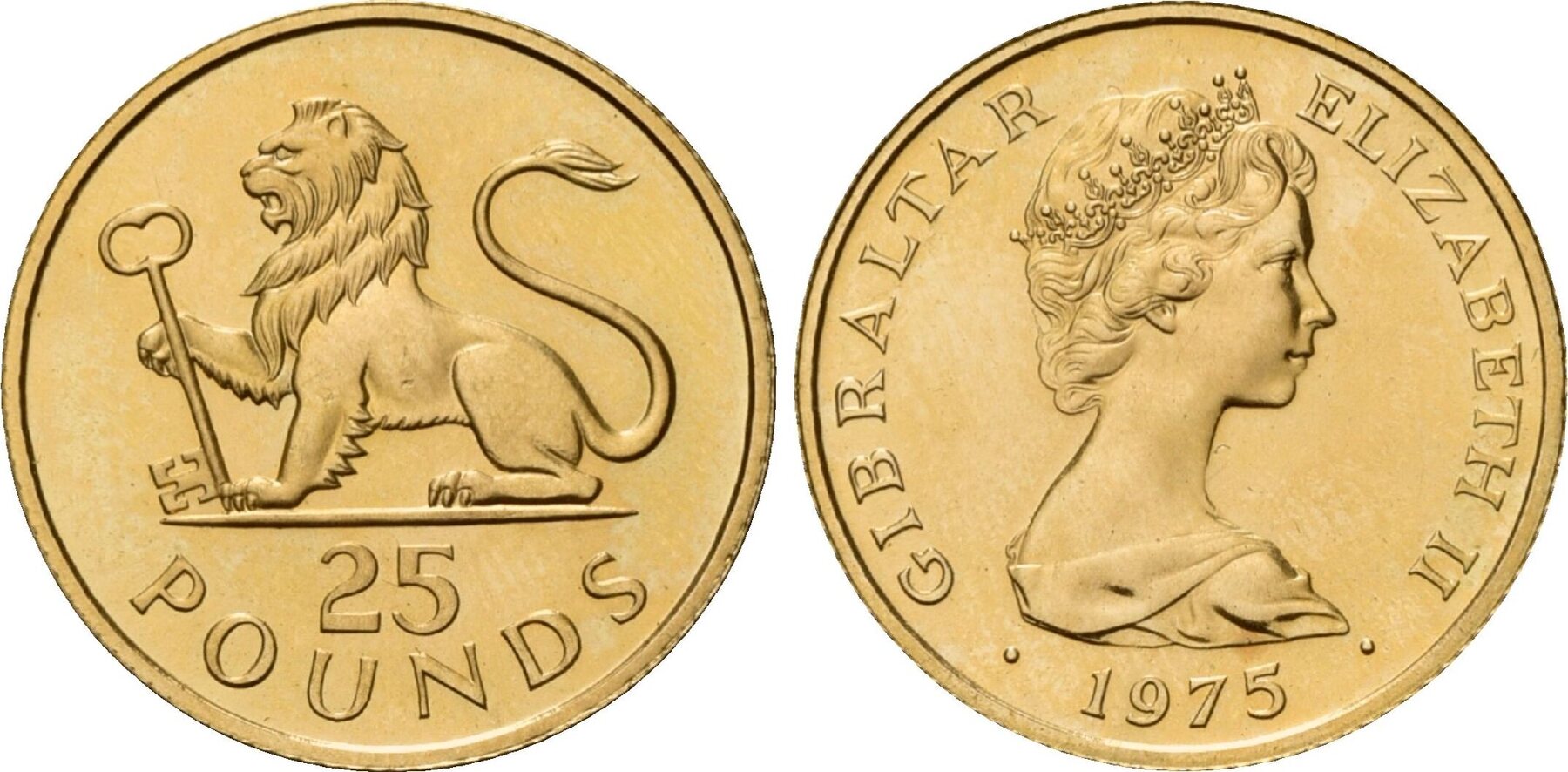 25 Pounds 1975, Elisabeth II., 1952-2022, 250 Jahre britische Währung ...