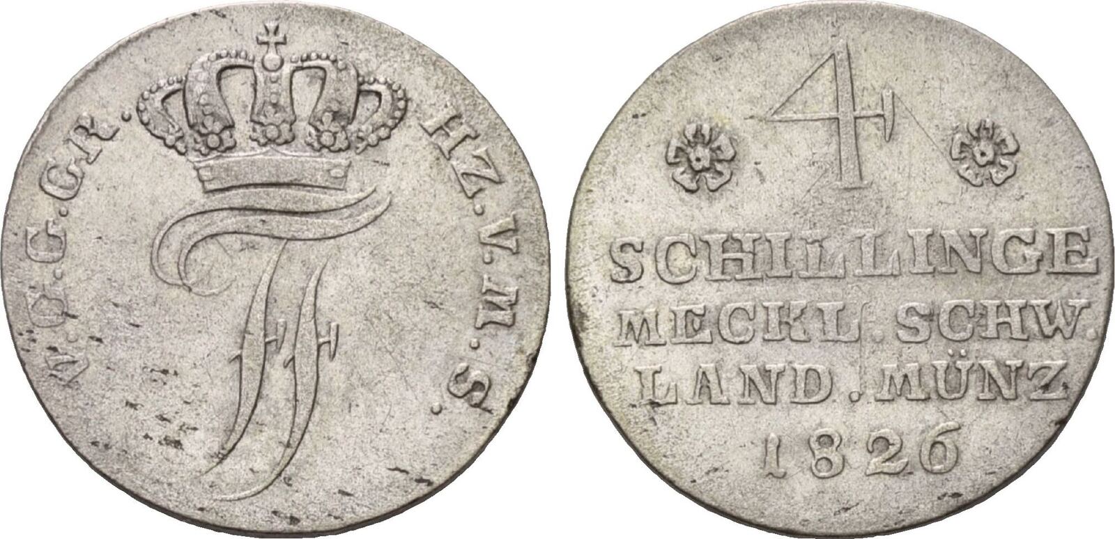 Mecklenburg-Schwerin, 4 Schilling 1826, Friedrich Franz I., 1785-1837, VF | MA-Shops