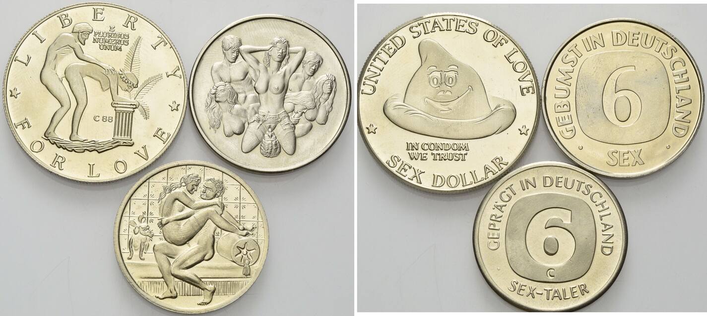 Deutschland, Lot Medaillen, Erotische Scherzmedaillen, 3 Stück, st | MA-Shops