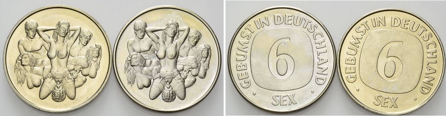 Deutschland, Lot Medaillen, Erotische Scherzmedaillen, 2 Stück, st | MA-Shops