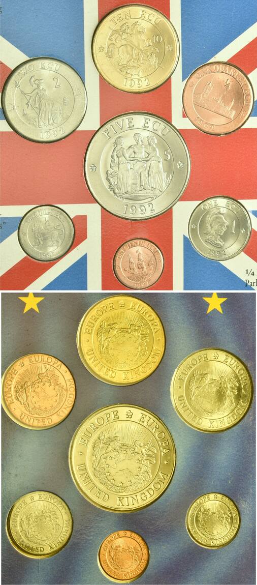 Großbritannien, ECU-Set 1992, 7 Stück, Blister, CH UNC | MA-Shops