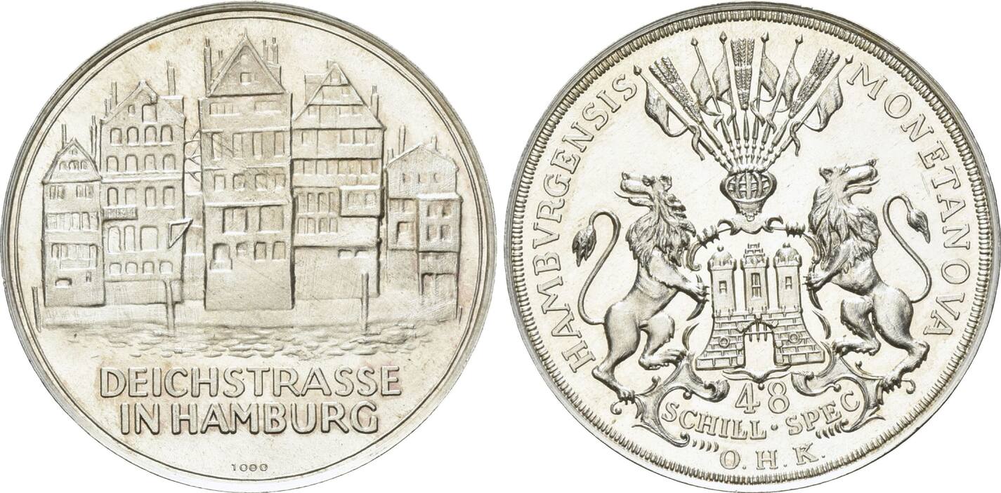 Hamburg, 48 Schiilling Spec. OHK o. J., Deichstraße, Nachprägung / Copy, leicht berührt, Proof ...