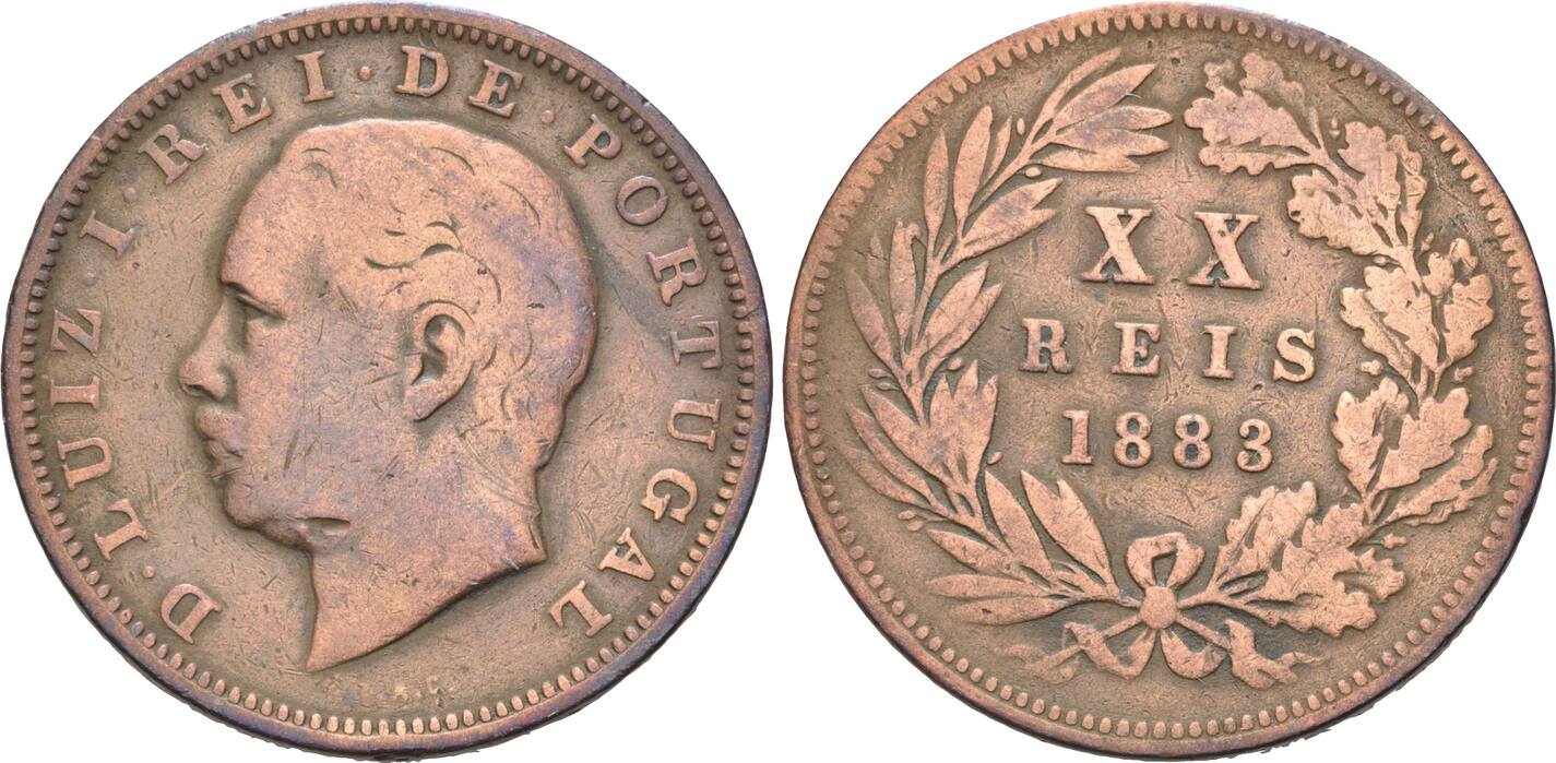 Portugal, 20 Reis 1883, Luiz I., 1861-1889, VF | MA-Shops