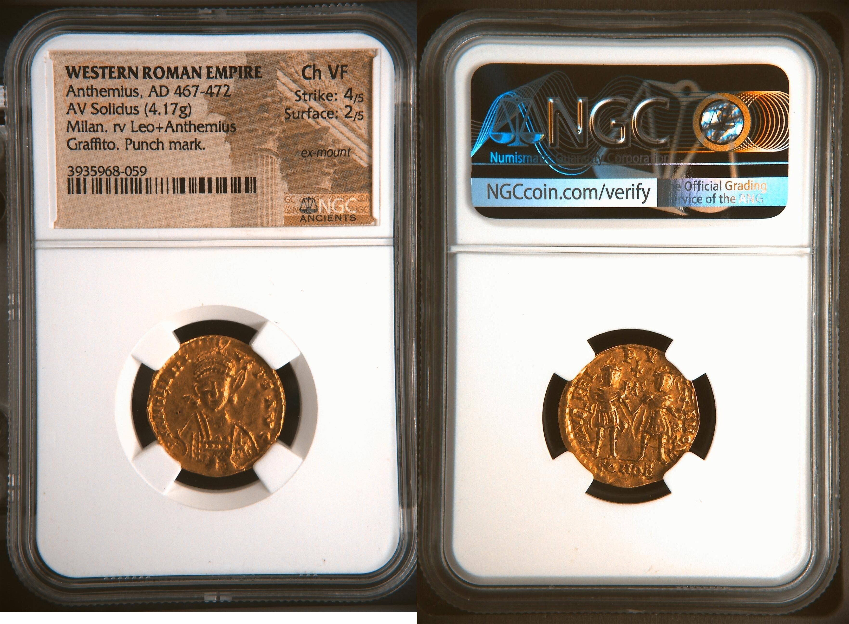 WESTERN ROMAN EMPIRE, AV Solidus Anthemius, AD 467-472, Römisches Reich ...