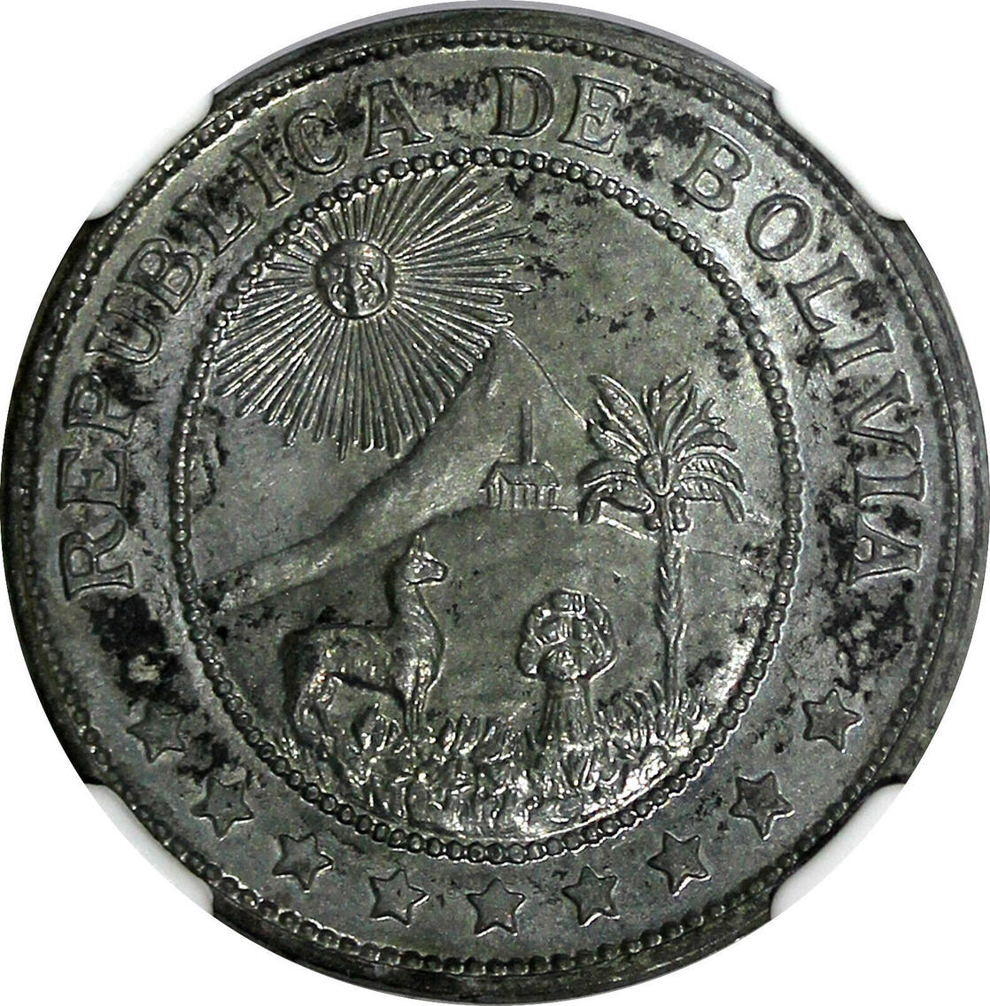 20 Centavos Bolivia Zinc 1942 NGC MS63 TOP GRADED WWII KM#183 (3) | MA-Shops