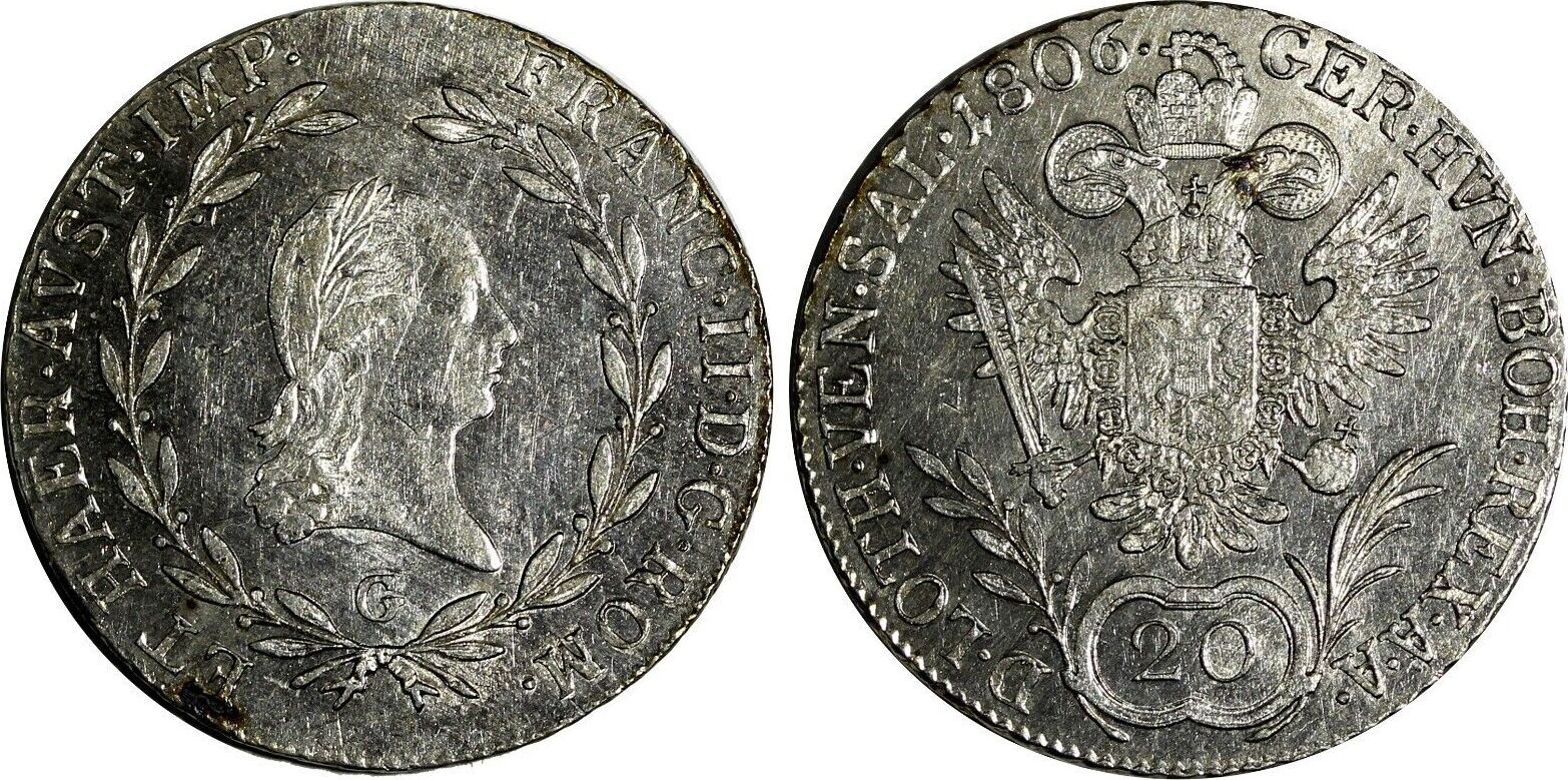 20 Kreuzer Austria Franz II Silver 1806 G aUNC KM#2140 (20 747) | MA-Shops