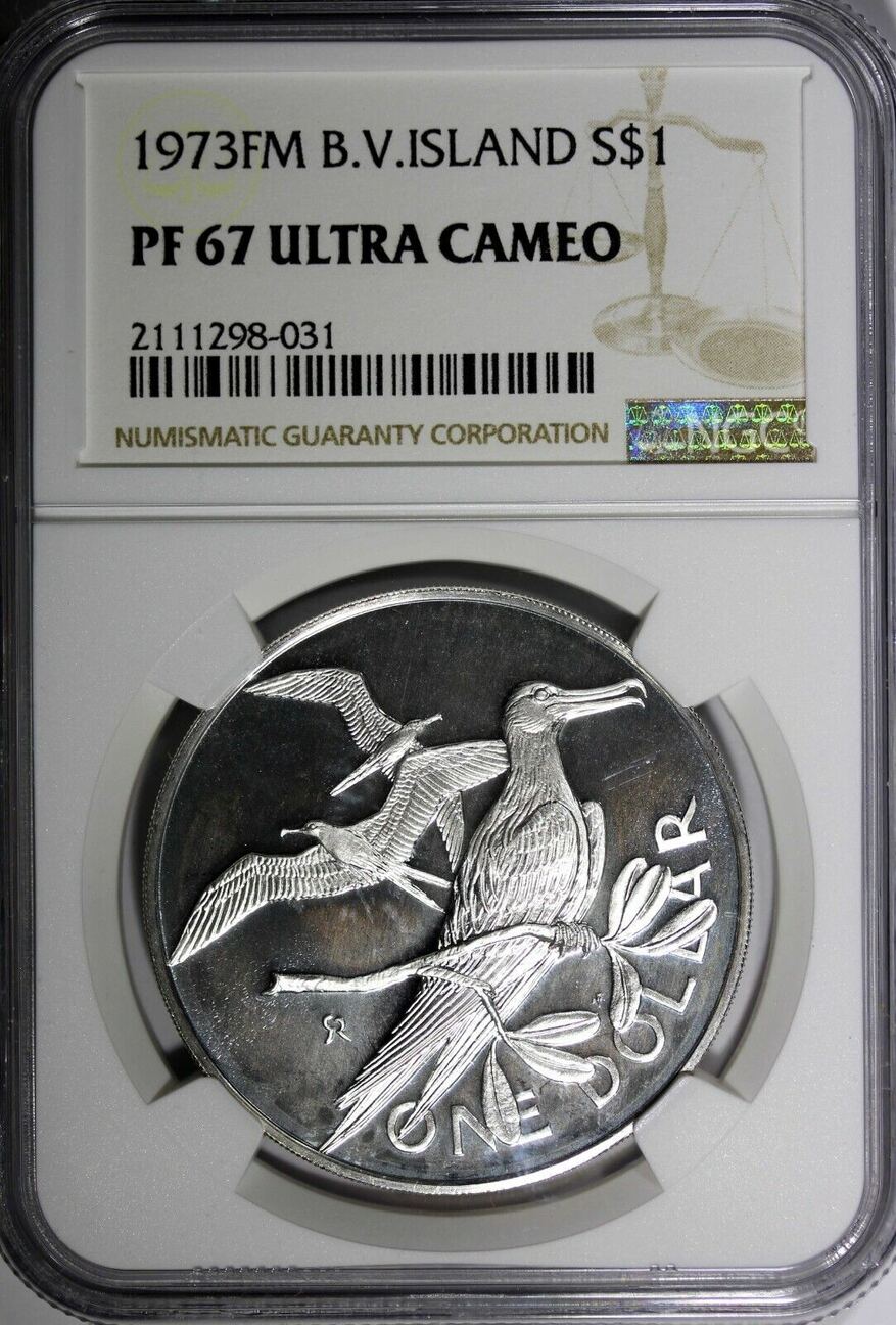 Virgin Islands, British 1.00 Dollar British Virgin Islands Silver 1973 FM $ NGC PF67 ULTRA CAMEO ...