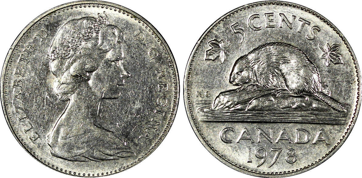 5 Cents Canada Elizabeth II Nickel 1978 Last Year Type KM# 60.1 (21 619) Uncertified | MA-Shops