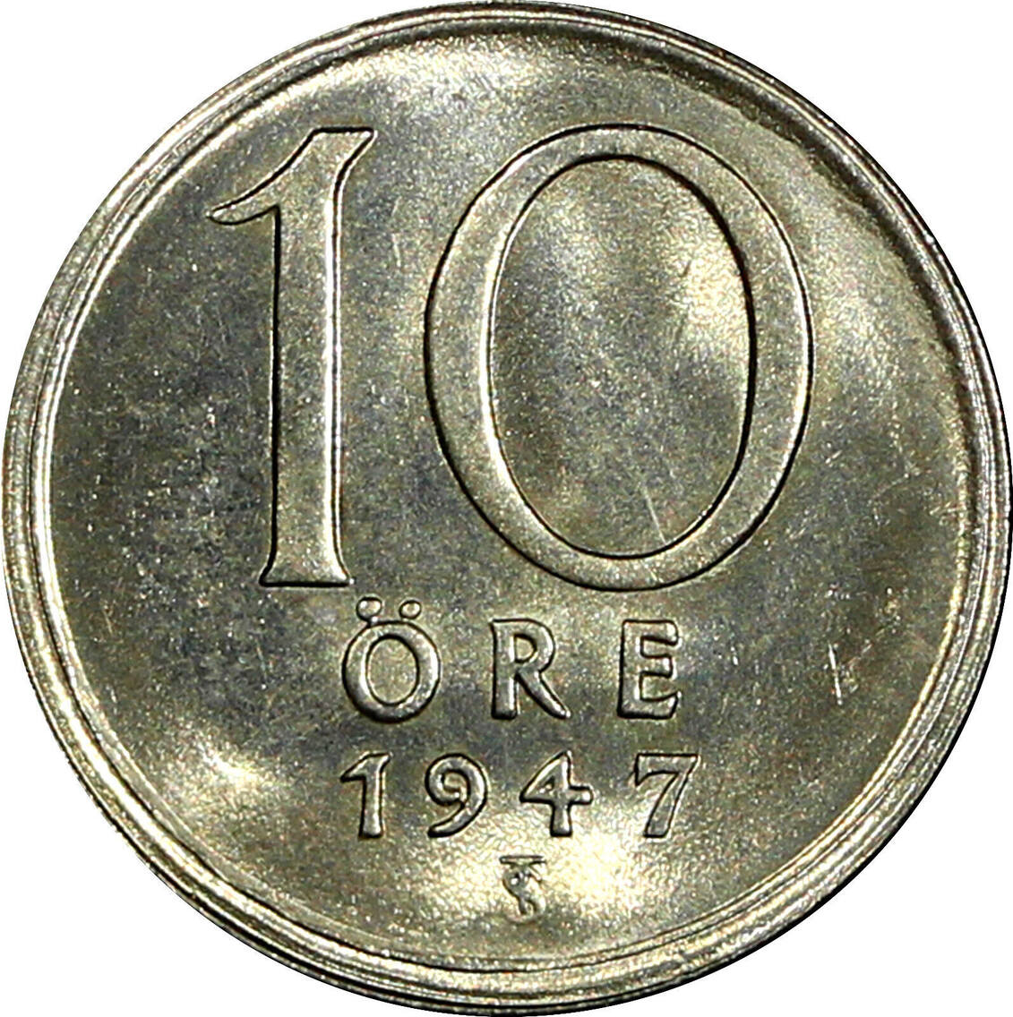 10 Öre Sweden Gustaf V (1907-1950) Silver 1947 UNC KM# 813 (22 064) | MA-Shops