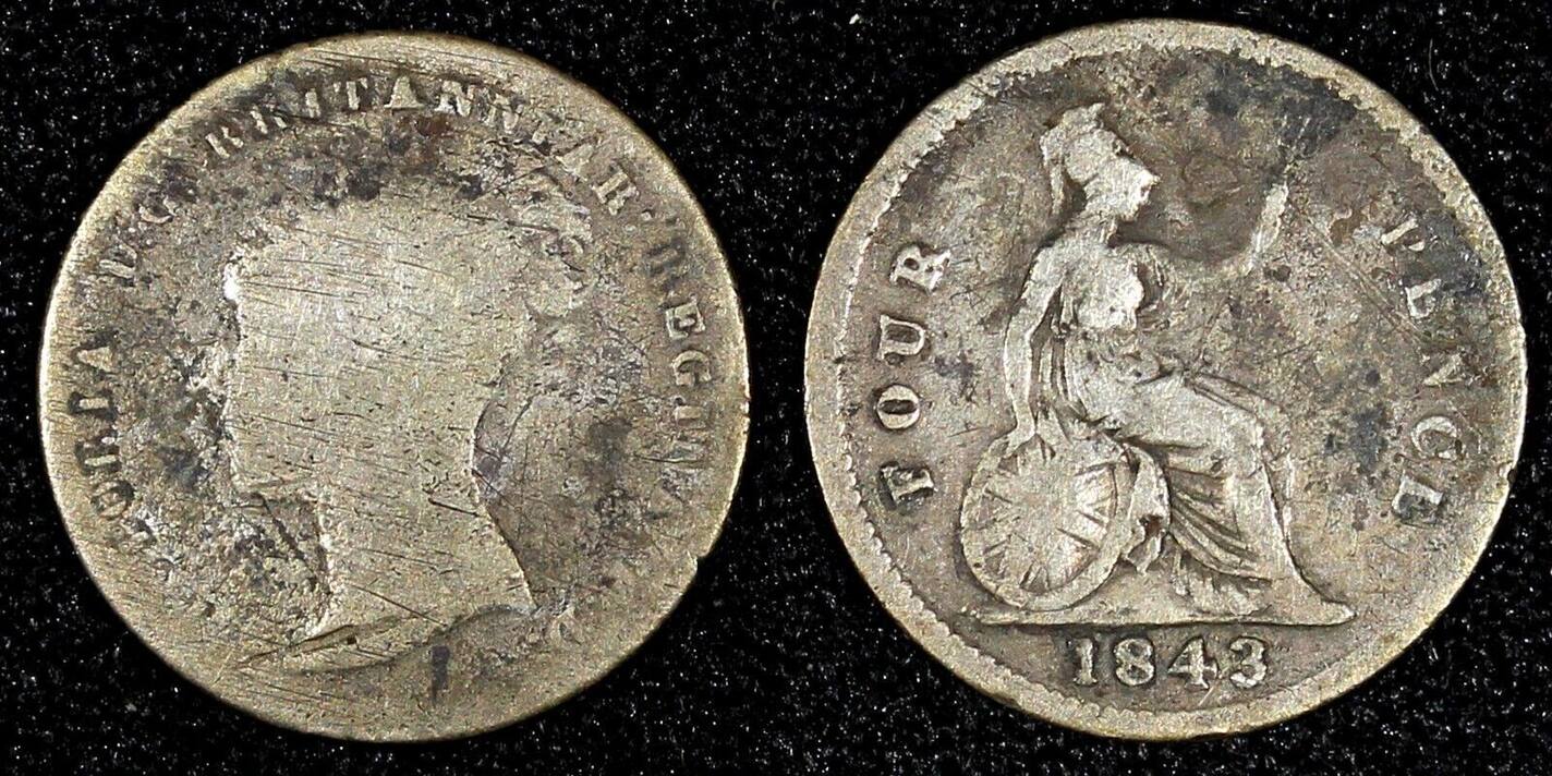 United Kingdom 4 Pence 1845 Great Britain Victoria Silver 1843 KM# 731. ...