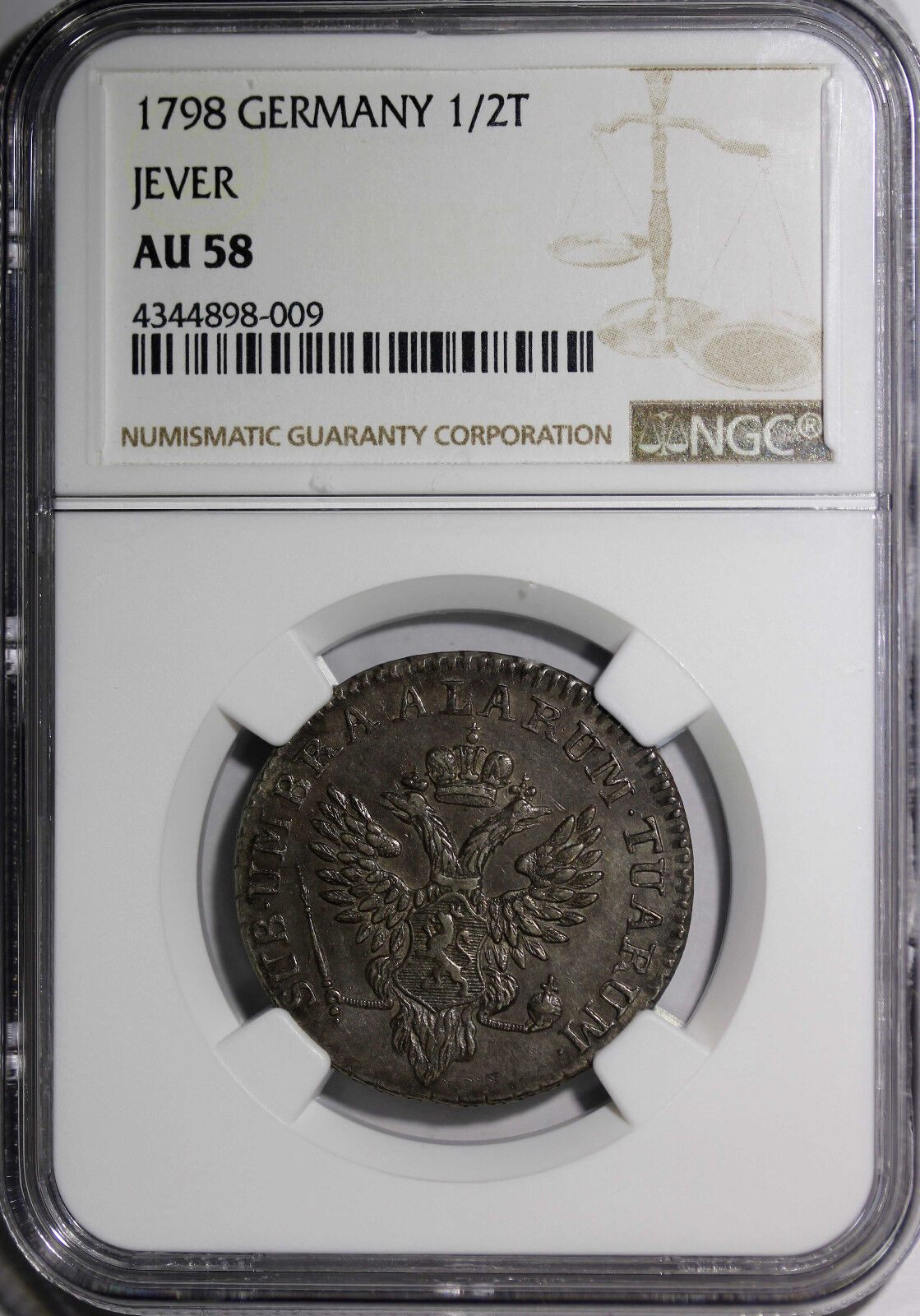 1/2 TALER GERMANY JEVER RUSSIA 1798 NGC AU58 KM109 SCARCE (009) | MA-Shops