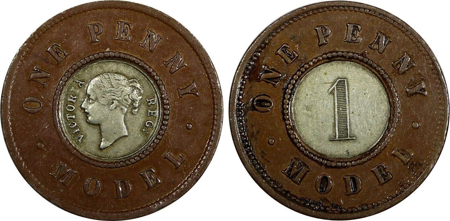 United Kingdom 1 Penny GREAT BRITAIN Victoria ND (1844 Model Token ...