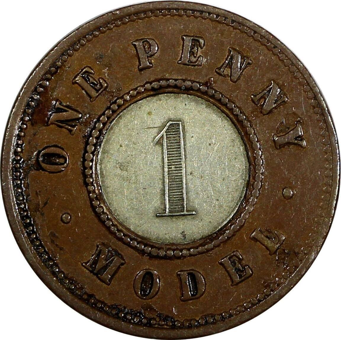 United Kingdom 1 Penny GREAT BRITAIN Victoria ND (1844 Model Token ...