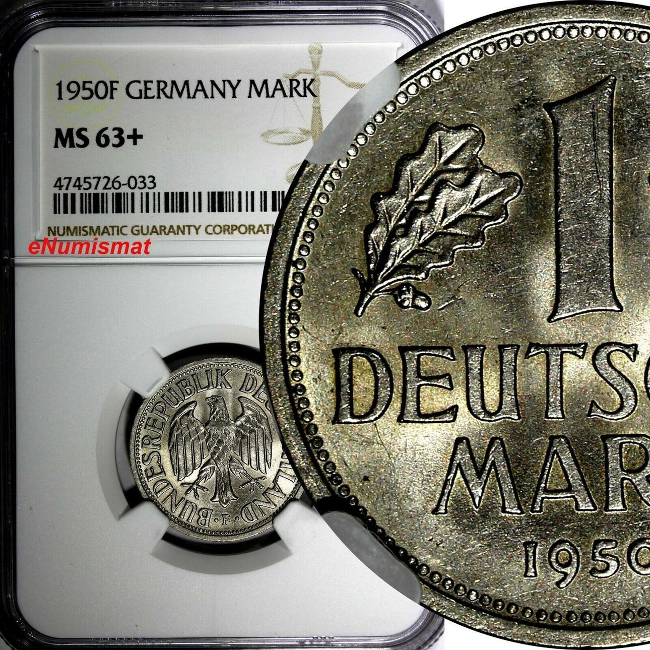 1 Mark Germany-Federal Republic 1950 F NGC MS63+''PLUS'' Stuttgart Mint ...