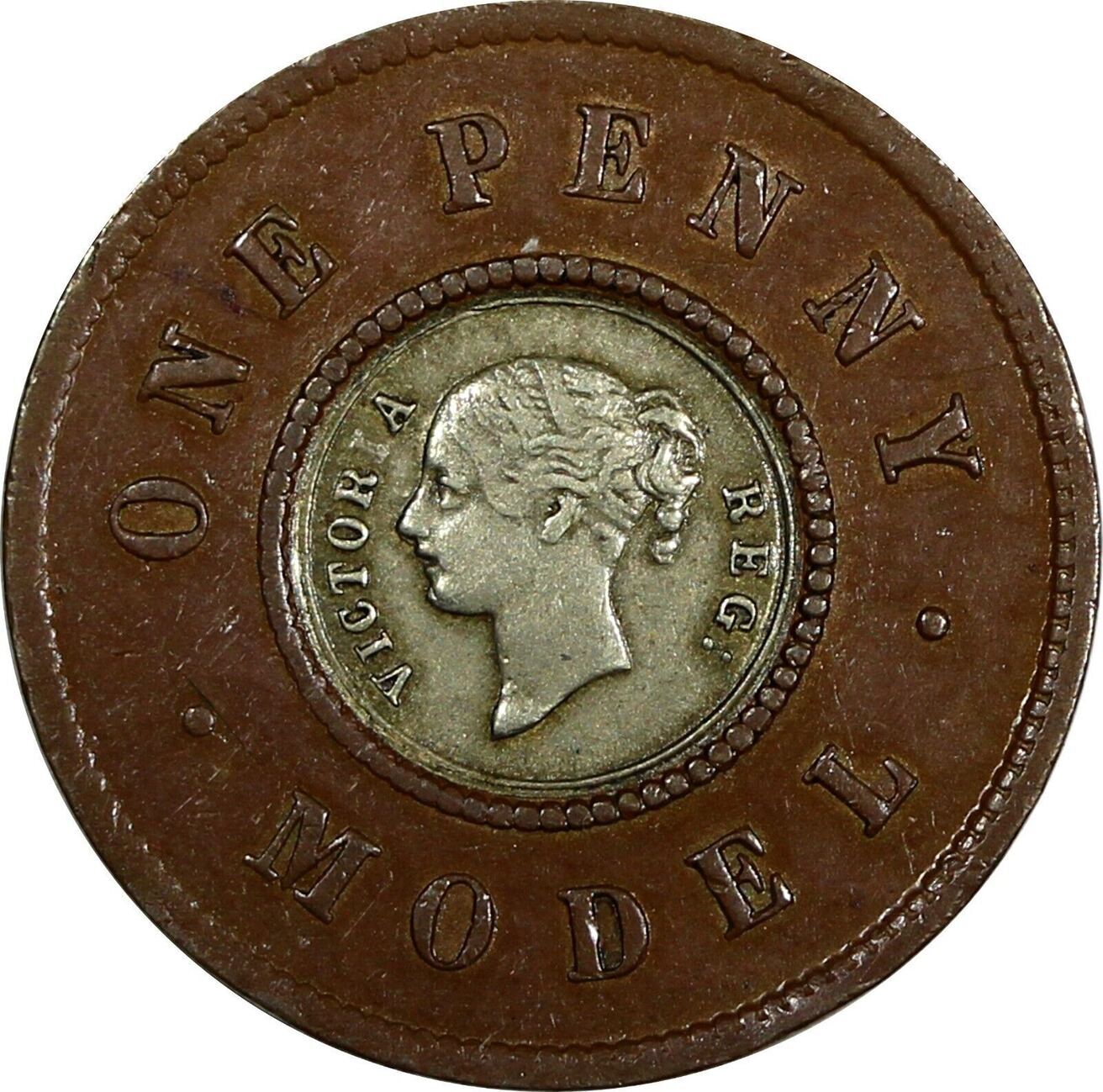 United Kingdom 1 Penny GREAT BRITAIN Victoria ND (1844 Model Token ...